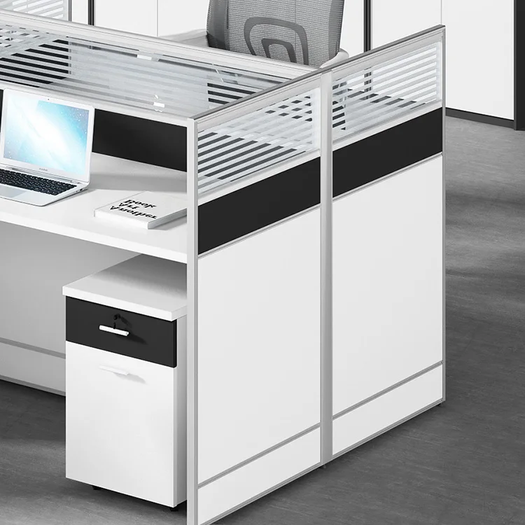 Office Divider Call Center Cubicles 4 Person Workstation With Glass ...