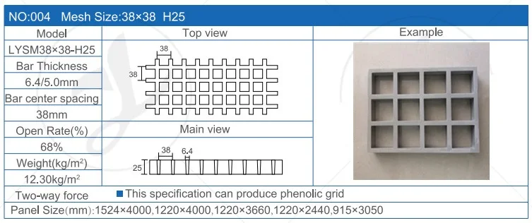 38mm Mesh Size FRP Walkway Grating - Anti-Slip Flooring