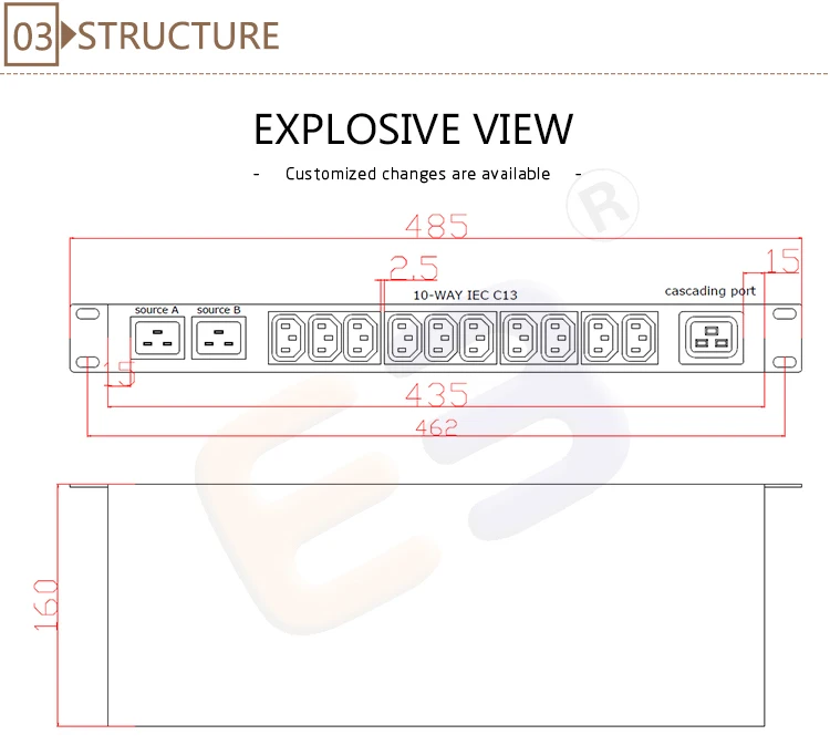 19 Inch Static Power Source Switch Pdu Sts Power Distribution Unit ...
