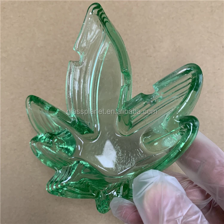 Weed Leaf Green Glass Ashtray For Smokers,Heat Resistant,Dishwasher ...