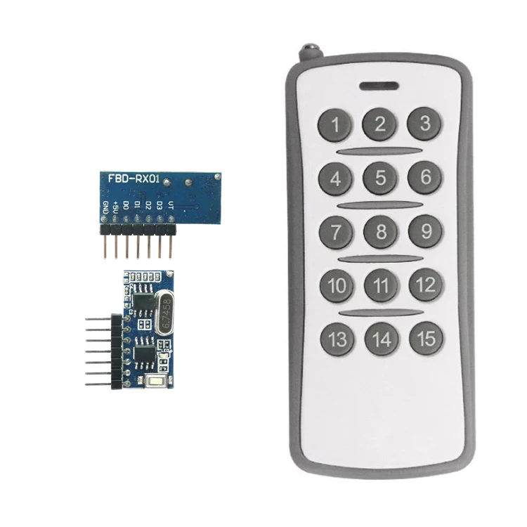 433mhz Learning Code 15key Remote Control + Rf Receiving Module Decode ...