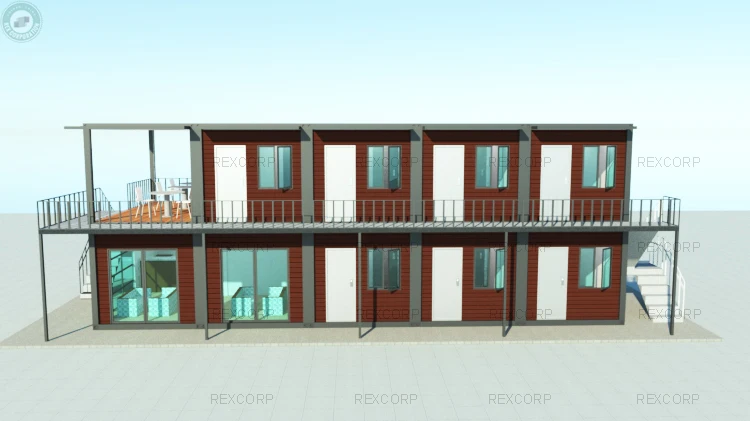 2 Storey Low Cost Prefab Motel Rooms - Durable & Modern