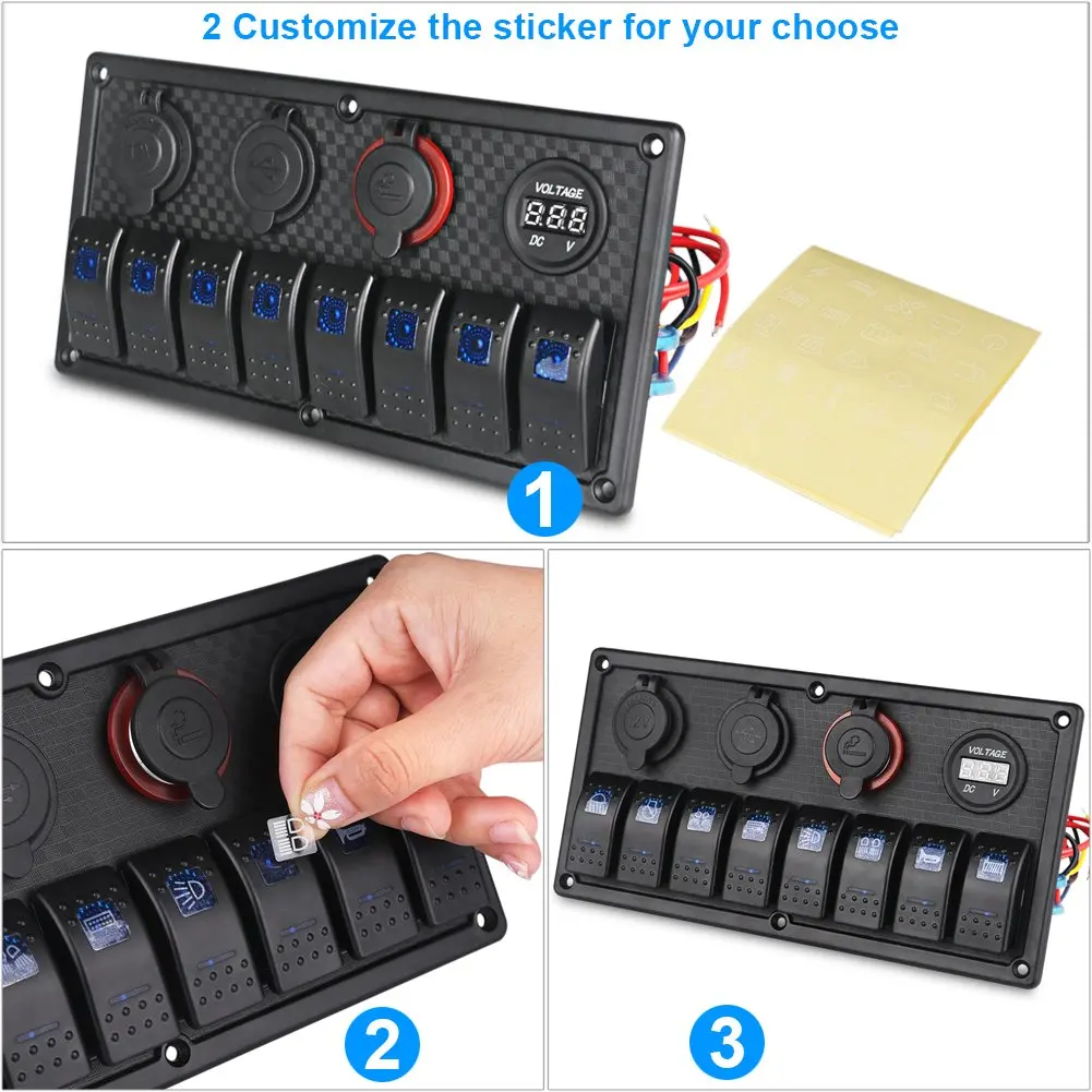 Marine Switch Panel Waterproof 8 Gang Switch Panel Usb Charger ...
