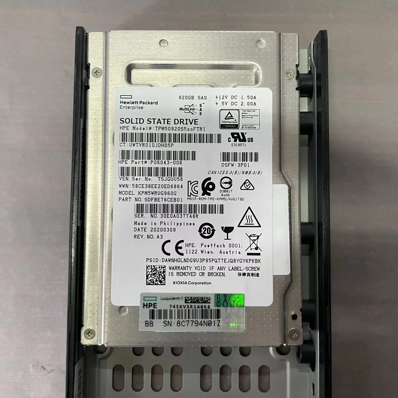Hpe 3par 8000 R0p66a P08719-001 920gb Sas固态硬盘-2.5英寸小外形固态硬盘r0p66b - Buy ...