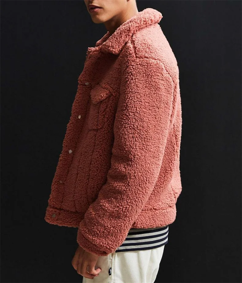 Custom Winter Outdoor Faux Berber Fleece Sherpa Trucker Jacket for Men