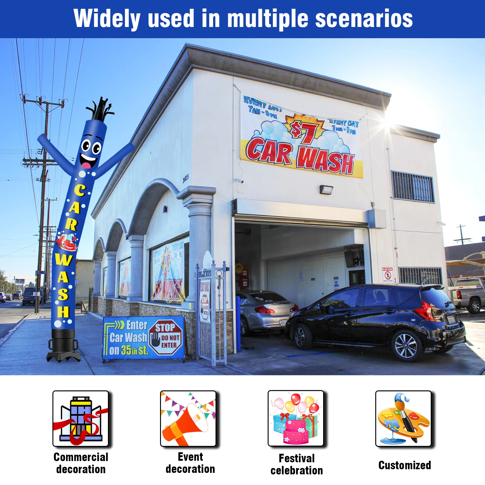 Car Wash Theme Inflatable Weird Wave Dancer Tube Man Outdoor ...