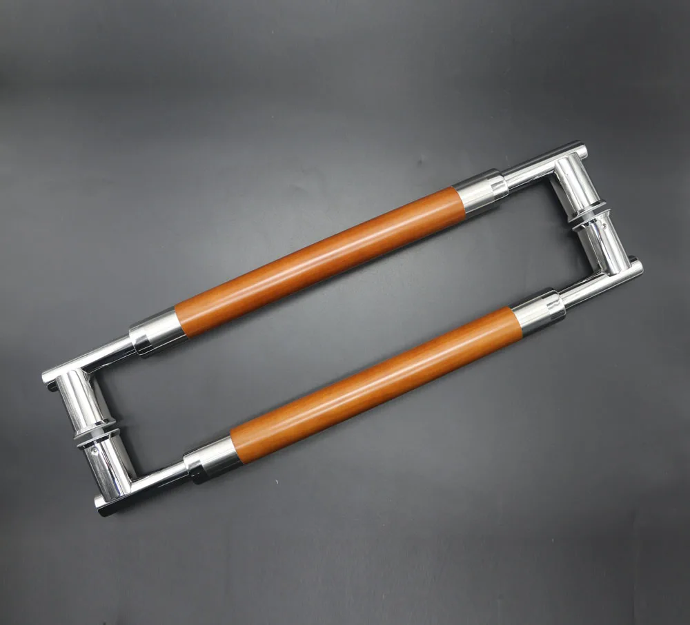 Stainless Steel Wooden Push Pull Door Handle Hardware Lever Handle ...