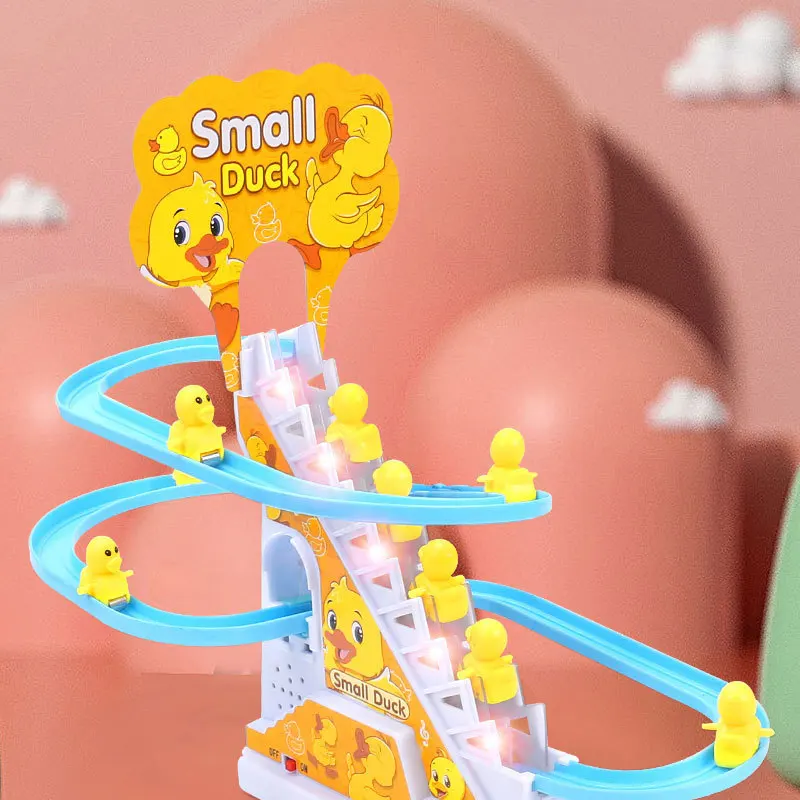 Shake Sound Little Yellow Plastic Duck Automatic Climbing Stairs Infant ...
