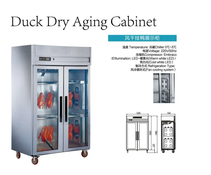 Glass Door Steel Hang Duck Display Cabinet Duck Air Dryer