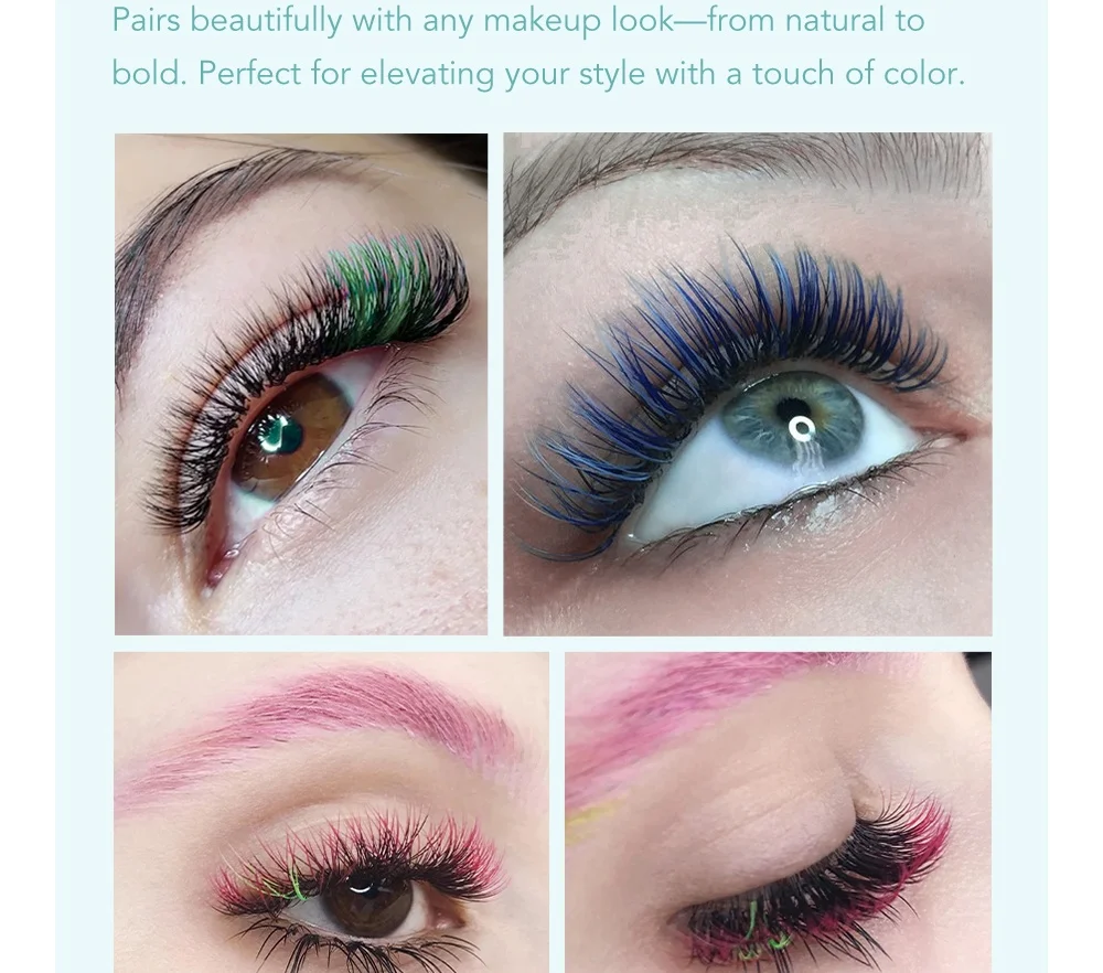 DIYDAY 16-Row Mixed Pink Blue Fluorescent Multicolor False Mink Eyelash ...