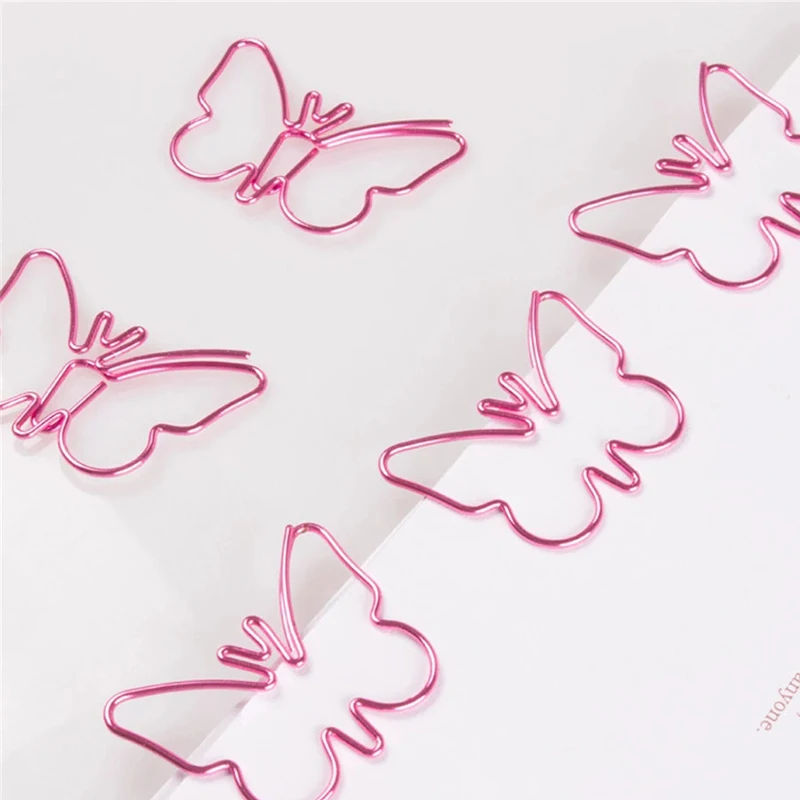 Pink Butterfly Shaped Paperclip Cute Metal Paper Clip Cucurbit Bookmark ...