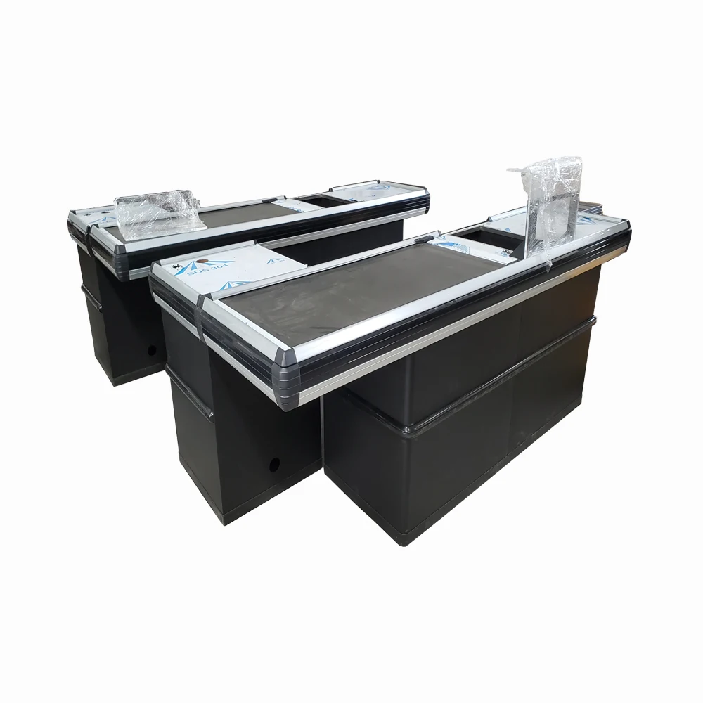 Wooden Checkout Counter Conveyor Belt for Mini Mart Normal Style ...
