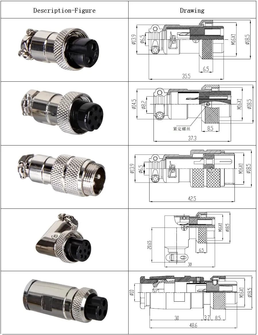 Gx16 16m Electrical Circular Connectors,2 3 4 5 6 7 8 Pin Male And Female Aviation Connectors ...
