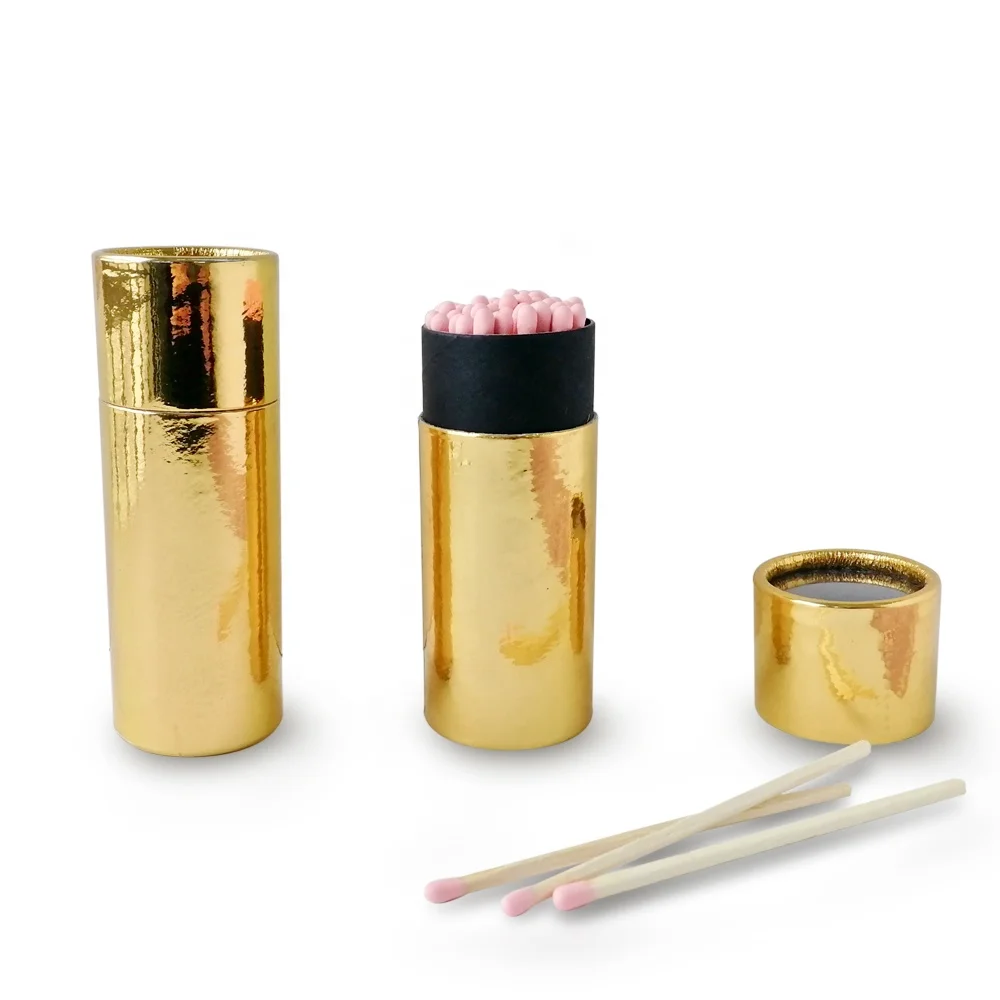 High-end Gold Round Cylinder Wooden Safety Match Matchbox In Bulk - Buy ...