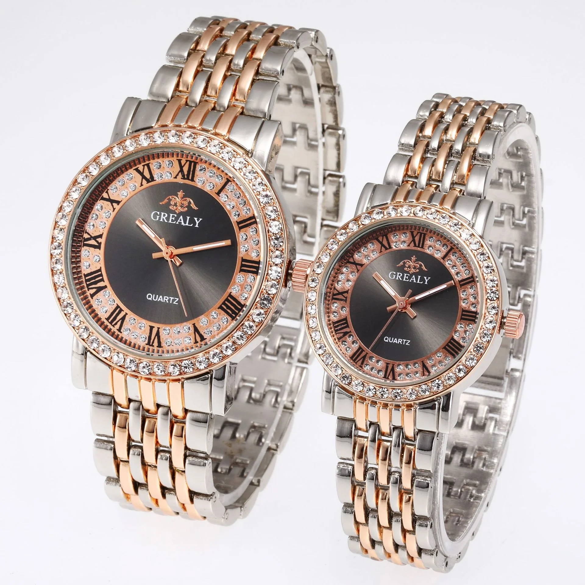Luxury Gold Diamond Couples Watches Set for Lovers