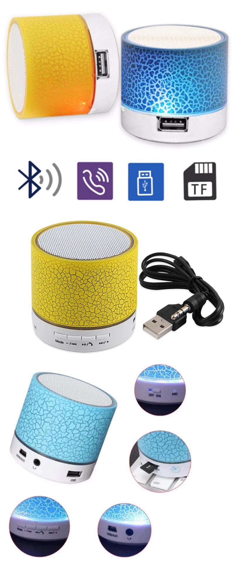 Amazon Best Sellers Portable Blue Tooth Speakers Small Crack Pure Sound ...