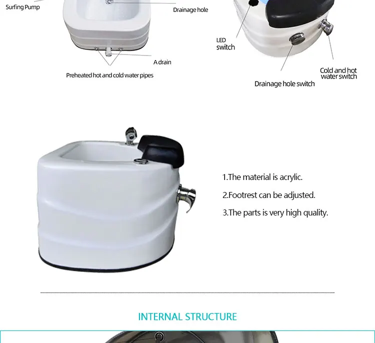 Hot Sale Foot Spa Portable Pedicure Sink With Jets Pedicure Bowl For ...