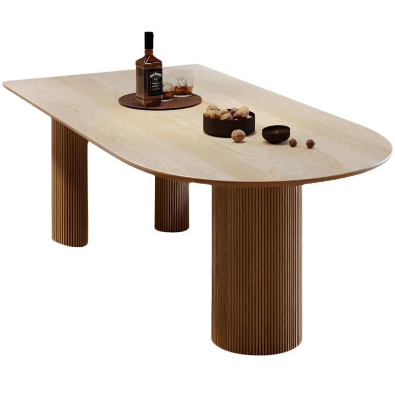 Luxury Solid Wood Island Table With Half-round Arc Rock Plate Dining ...