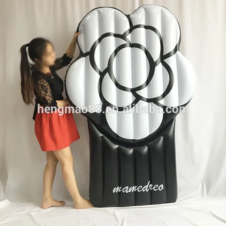 New Design Beauty White Black Rose Flower Inflatable Pool Float Mat ...