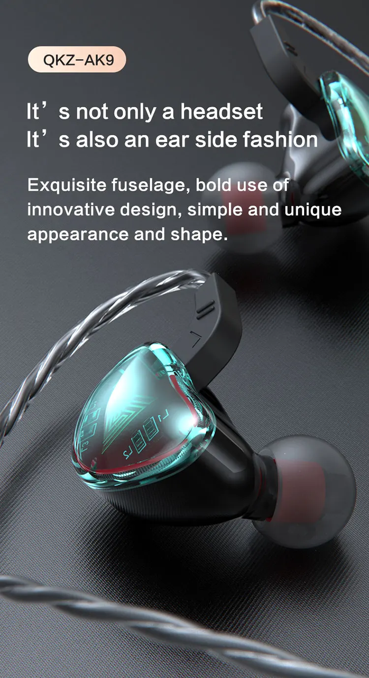 Hot Sale Qkz Ak9 Chip Logo Headset With Mic Heavy Bass Metal In-ear Headset Wired Sports Hifi ...