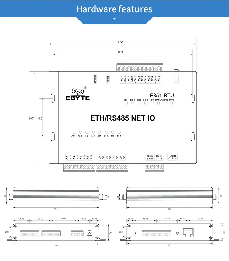 Modbus Relay Rtu Modbus Tcp Iot Module Analog Digital Modem 12-channel Network Io Controller ...