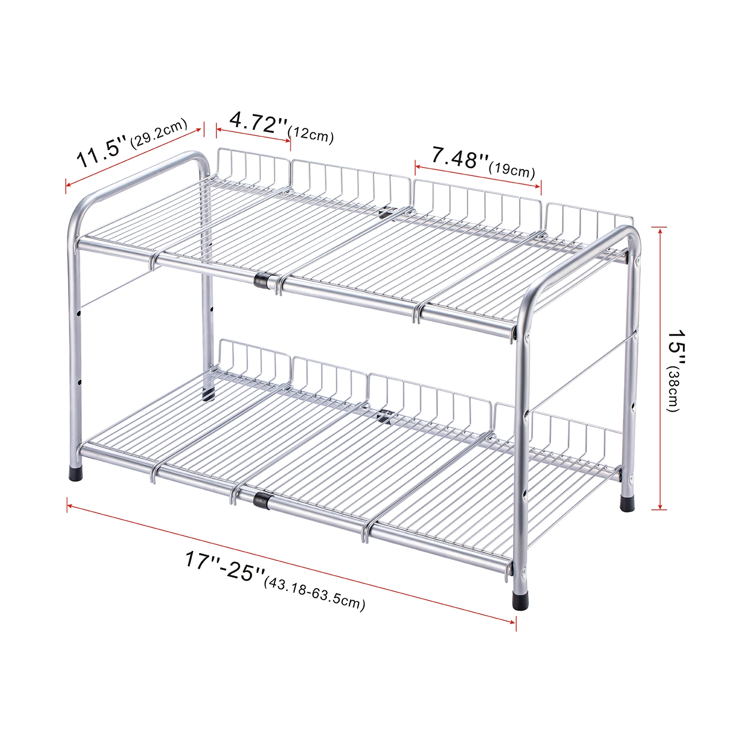 Over The Sink 2 Tier Expandable Dish Rack Storage Organizer Holder ...