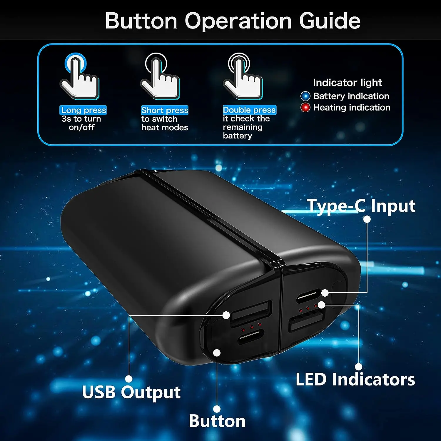 3 Levels 10000mAh Split-Magnetic 2 Pack Electric Reusable Hand Warmers ...