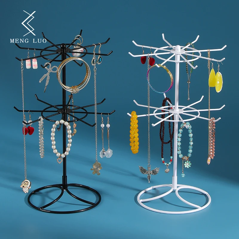 Jewelry Display Showcase - 2 Tier Rotary Ornament Rack