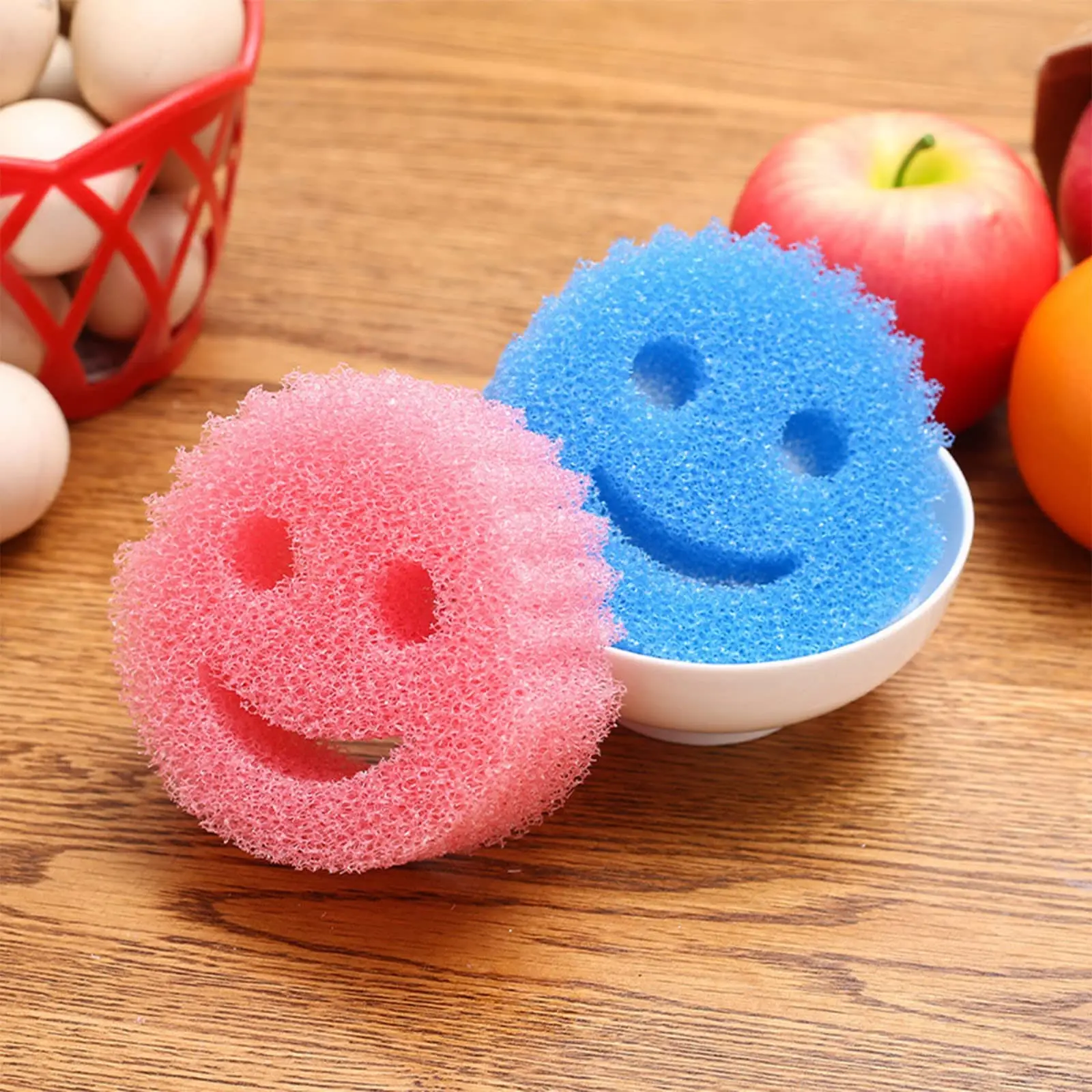 Kitchen Scrub Happy Face Sponge Temperature Responsive Sponge Dishes ...