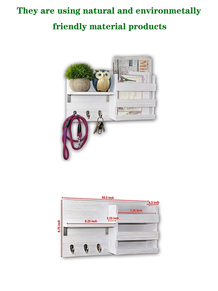 Wall Mount Entryway Mail Envelope Organizer Coat Rack Key Holder Hooks ...