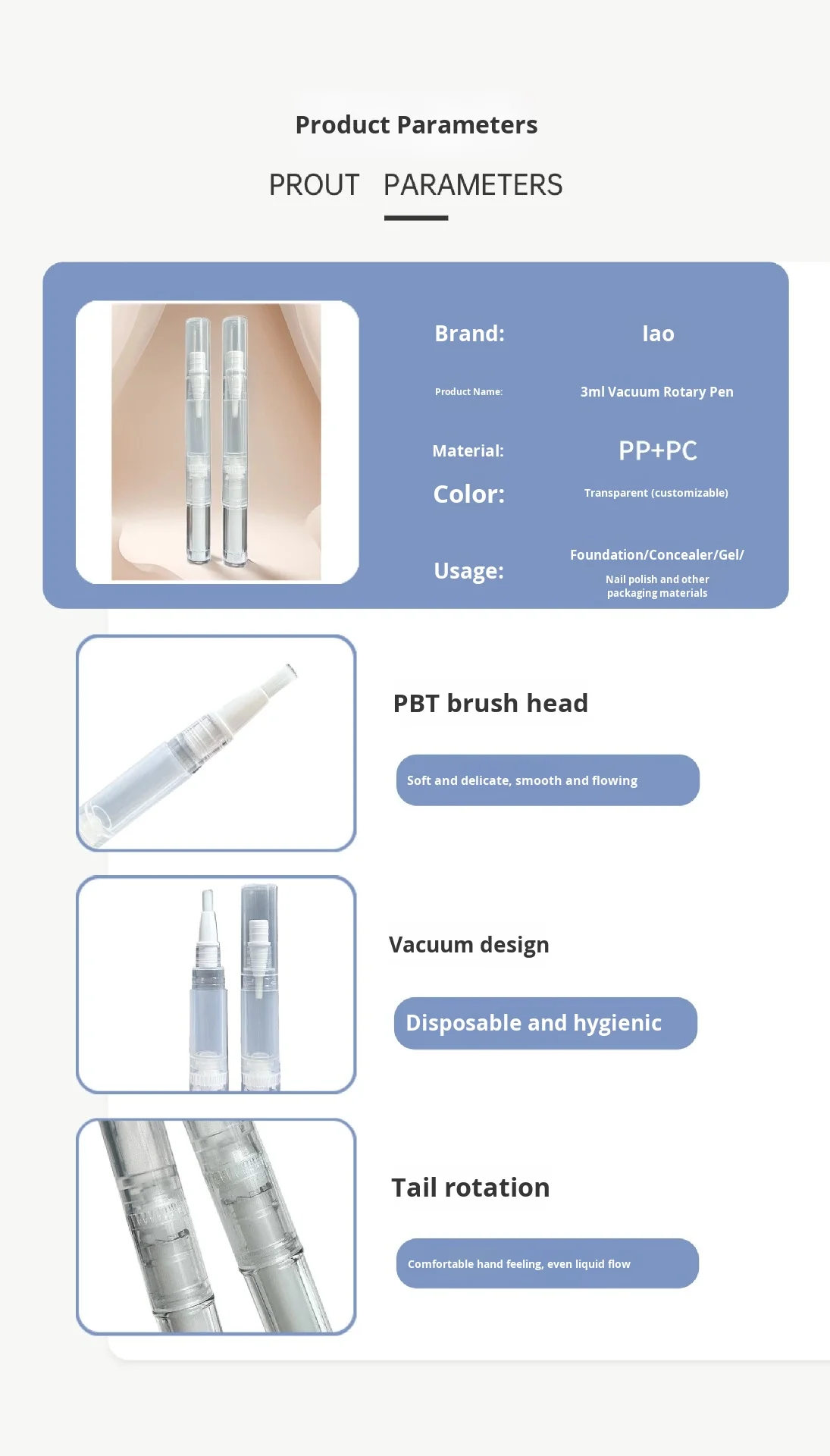 Disposable Vacuum Pen Lip Glaze Packaging 2ml 3ml 4ml Plastic Tubes ...