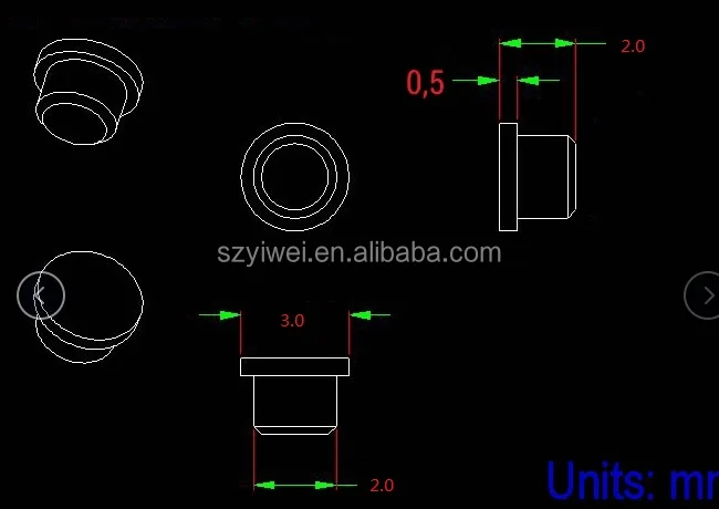 Circular SMD Contact Pad 3.0 mm with 2.0 mm Flange Height – Brass Gold ...