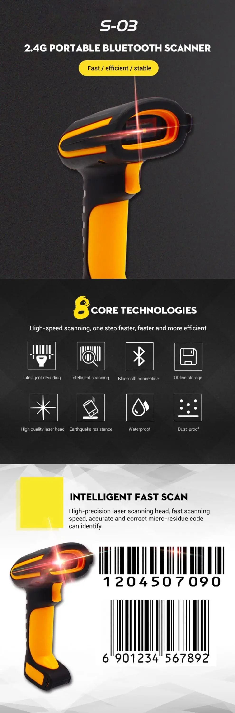 Ip67 ทนทาน Handheld Barcode Qr Code สแกนเนอร์ Zebra เครื่องสแกนเนอร์ ...