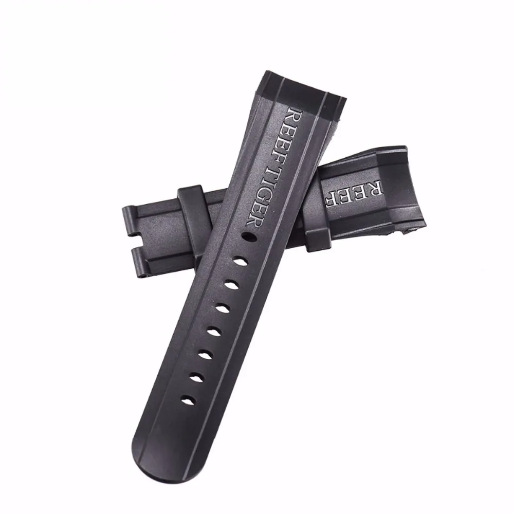 Reef Tiger Watch Band 29 CM Black Rubber Watch Strap with Tang Buckle ...