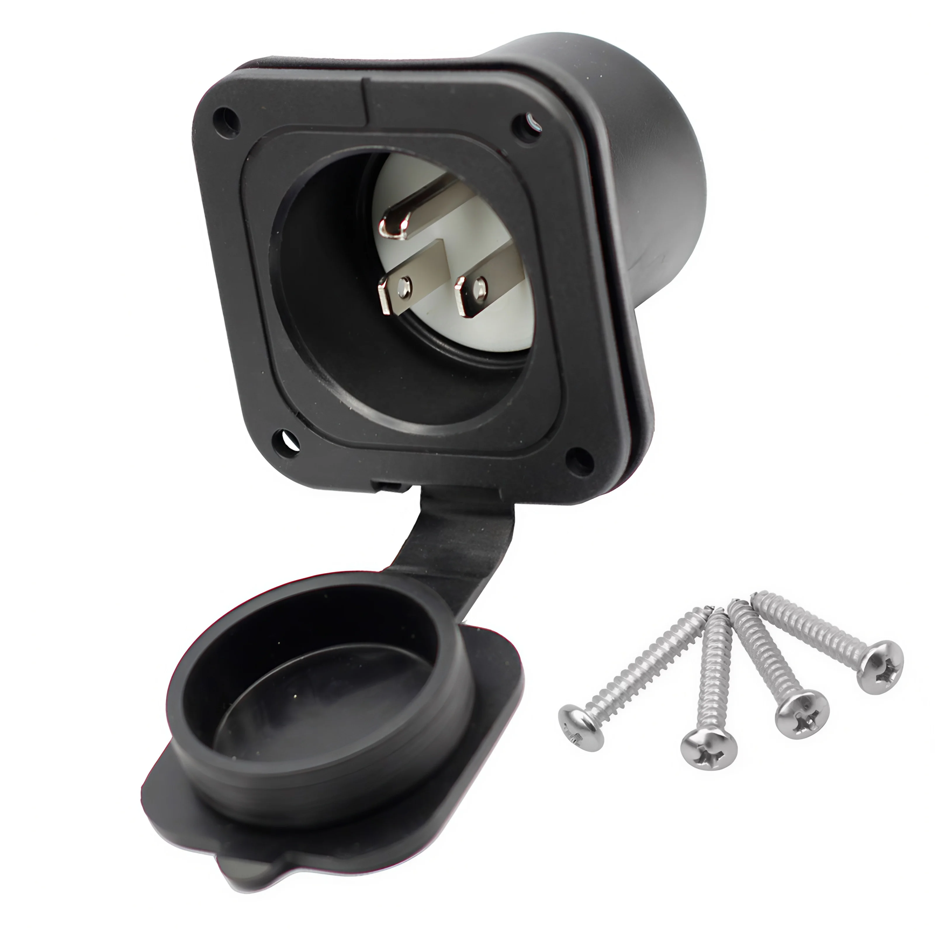 Nema 5-15p Power Inlet Black 3 Wire 15 Amp 125 Volt Straight Blade ...