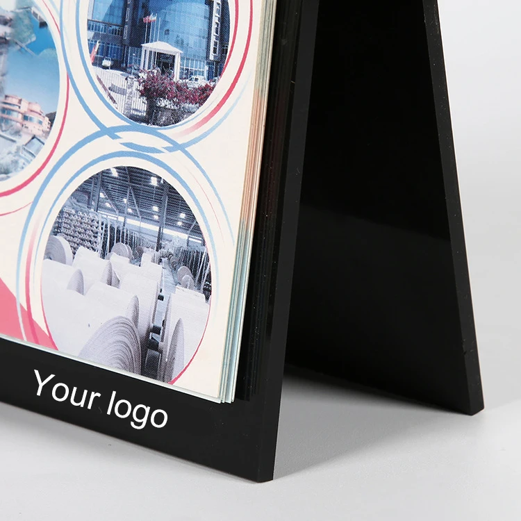 Black Color V Shape Acrylic Flip Page Menu Holder Table Calendar Holder ...