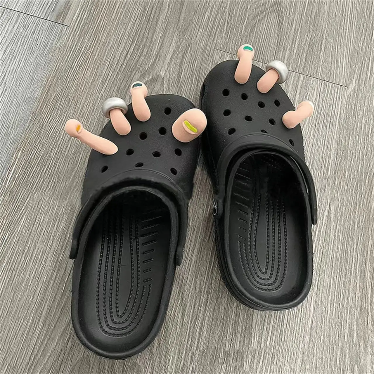 Cross-border Creative Simulation Foot Thumb Crocs Accessories ...