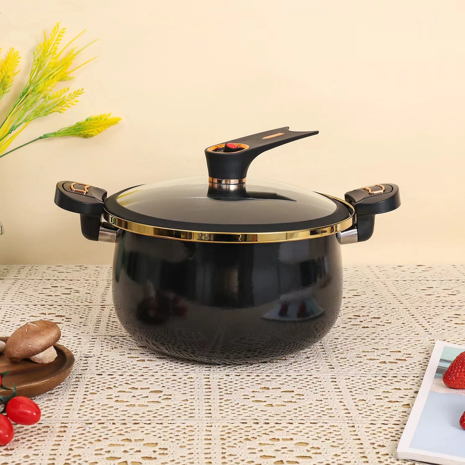 Enamel Micro Pressure Cooking Pot 28cm For Gas And Induction Cooker ...