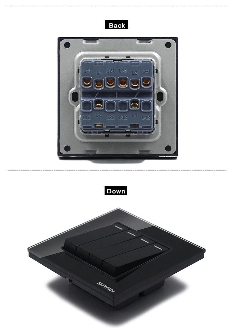 Best Selling Intermediate Modern Push Button 4 Gang Light Switch - Buy ...