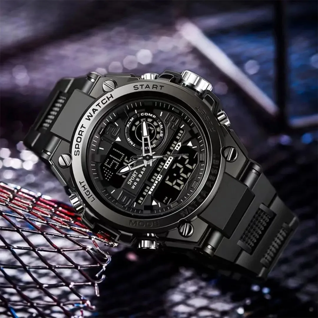 45mm Large Dial Watch Night Light Sports Waterproof Men's LED Watch ...