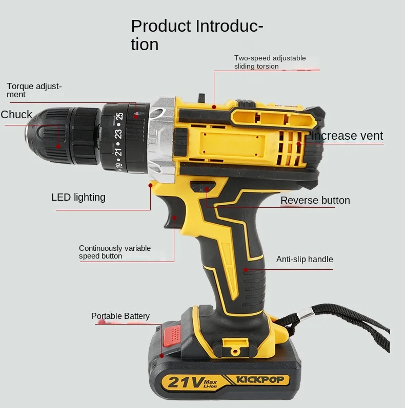 Multi-purpose Rechargeable Handheld Cordless Drill - Easy to Operate