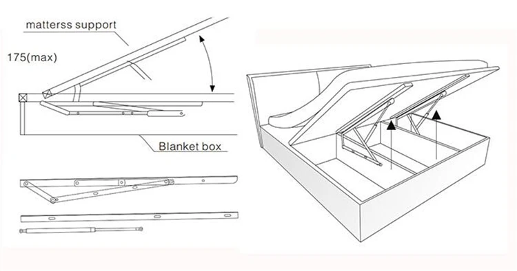 Convertble Hardware Furniture Bed Frame - Hydraulic Support