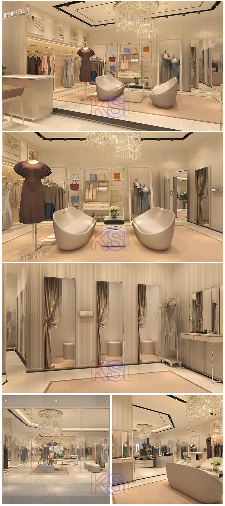 Fashion Shop Design Metal Counter Retail Custom Women Clothing Display ...