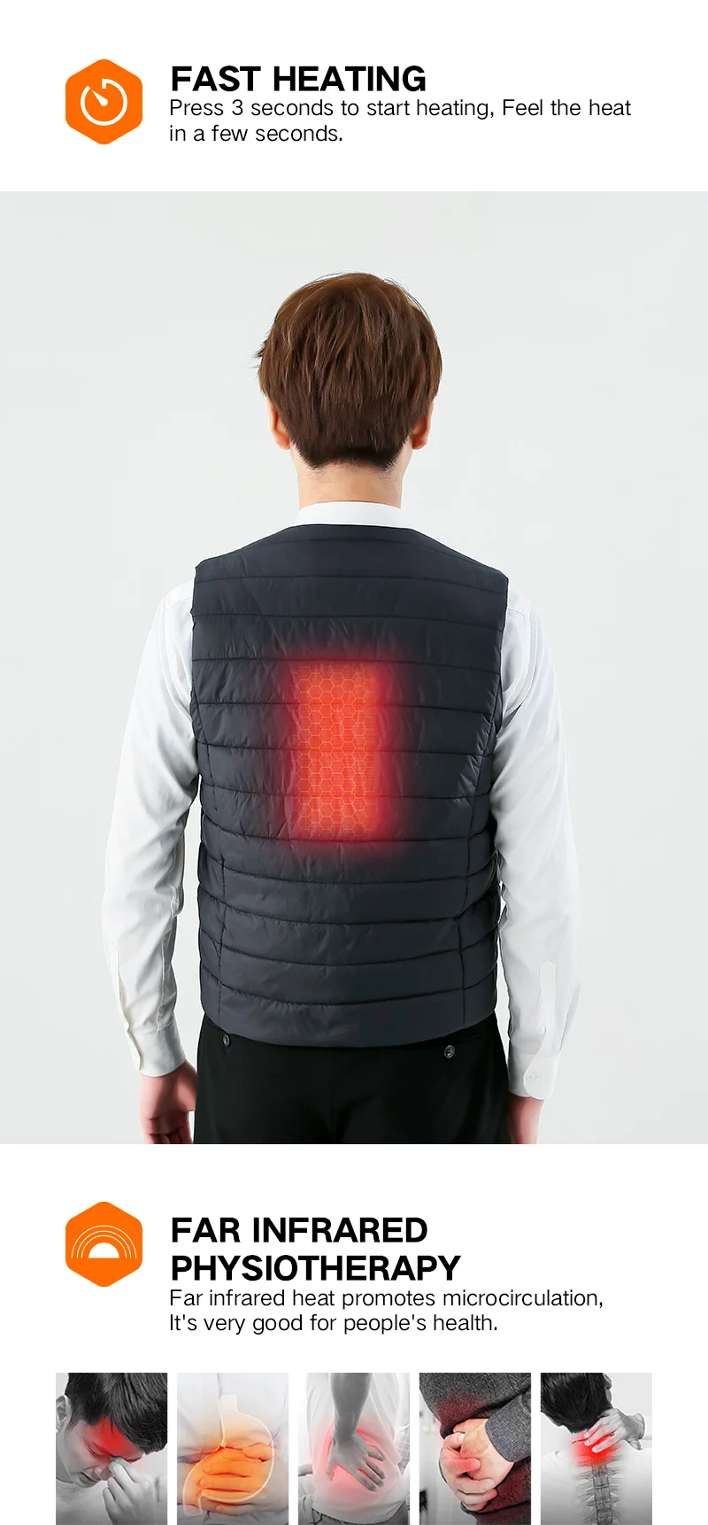 Battery Heating Waistcoat Suit Vest For Men Oem Odm Graphene Electric ...