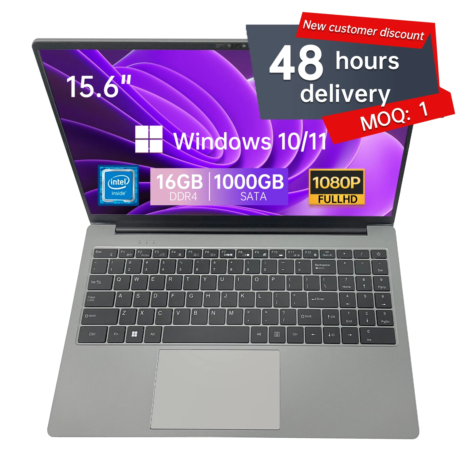 48 Hours Delivery I7 Core 15.6 Inch Laptop Computer 16GB 1TB SSD