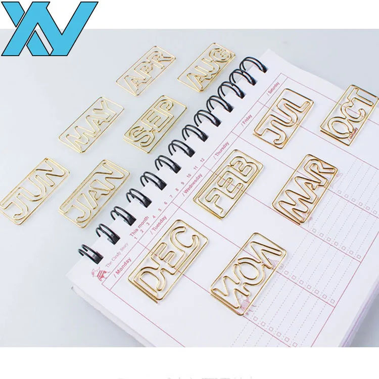 Month Week Shape Paper Clip Custom Gold Paper Clip - Buy Custom Shape ...