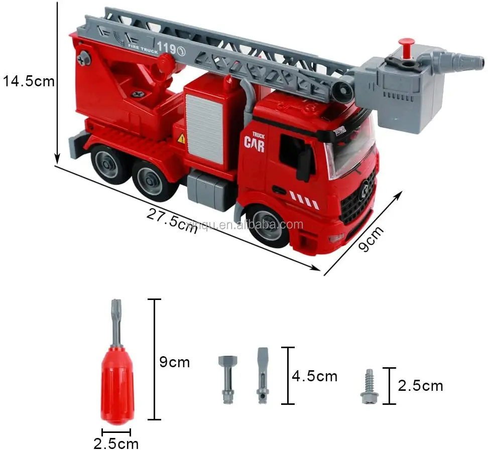 Fire Engine Toy Truck Lights And Sounds Friction Powered Big Fire ...