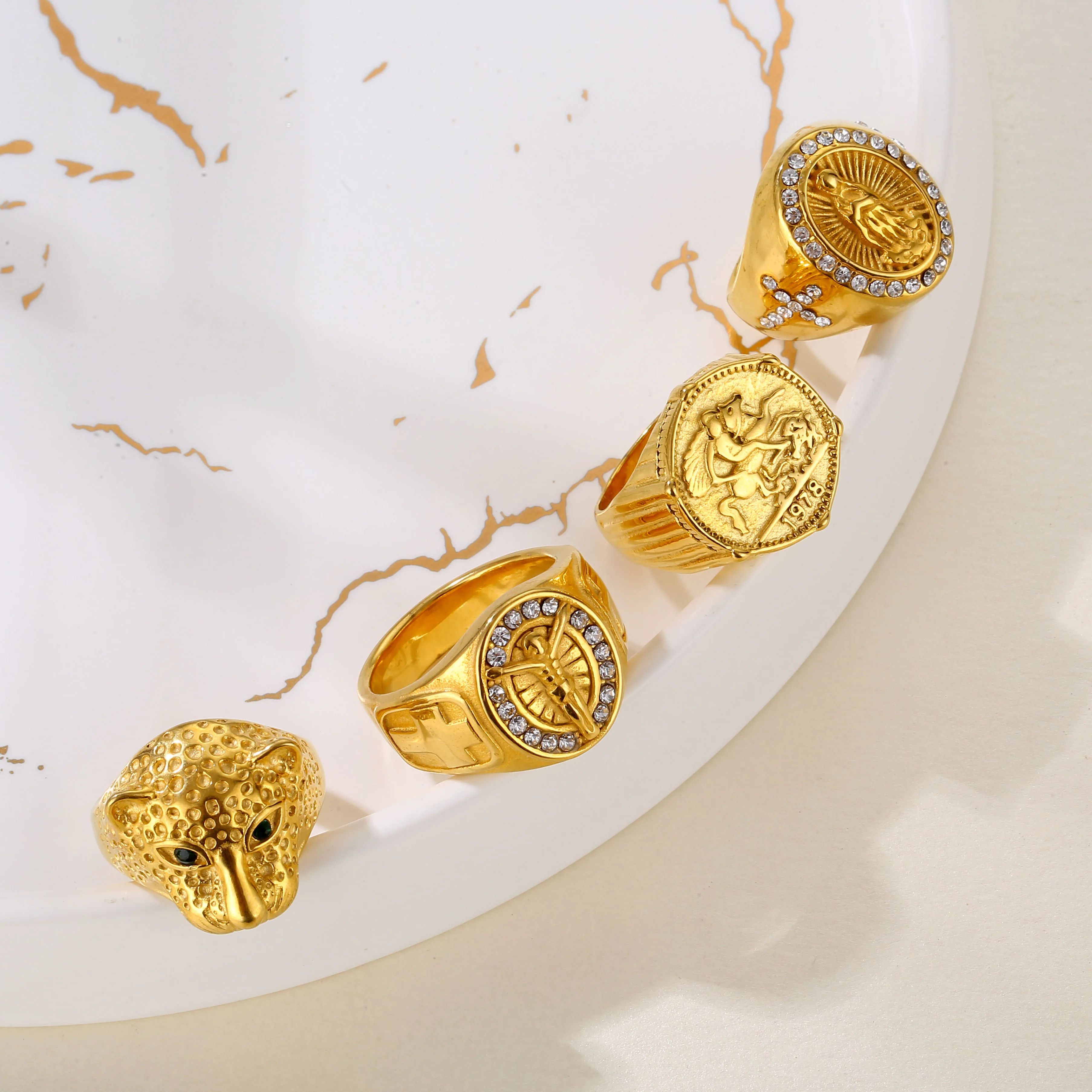 Men's Ring Punk Rock Smooth 316L Stainless Steel Signet