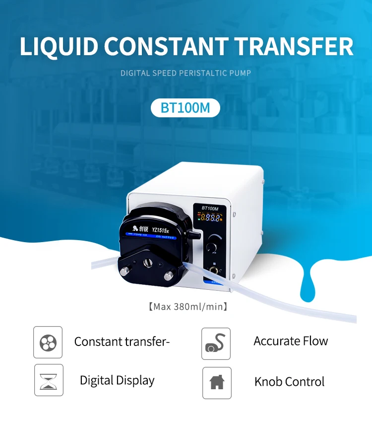Bt100m/yz1515x Adjustable Speed Basic 220v Ac Chemical 2 Channels Lab Dosing Peristaltic Pump ...