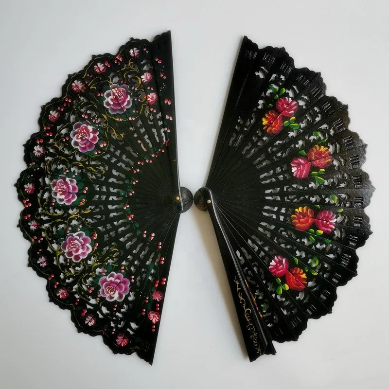 Hand Painted Spanish Wooden Fan for Home Decoration & Weddings